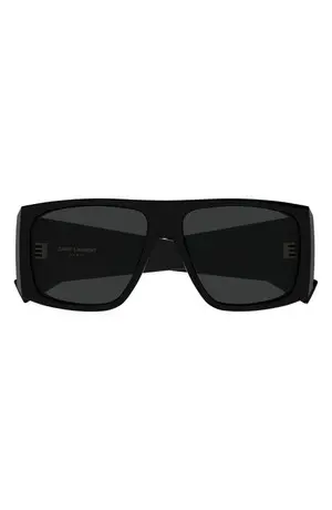 Saint Laurent 57mm Rectangular Sunglasses - Black