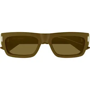 Saint Laurent 54mm Rectangular Sunglasses - Brown