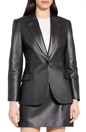 Theory Lynnia Leather Blazer - Black