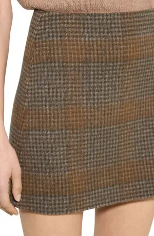 Theory Plaid Wool And Cashmere Miniskirt