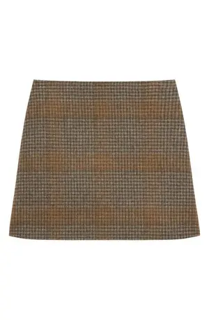 Theory Plaid Wool And Cashmere Miniskirt