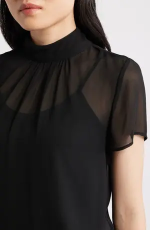 Vince Camuto Flutter Sleeve Chiffon Top