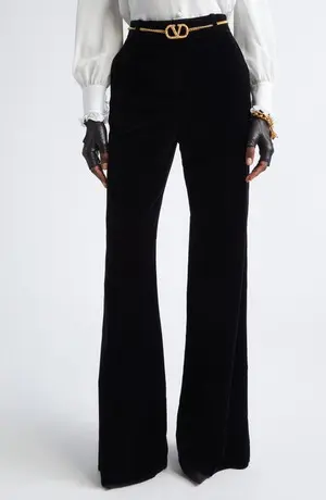 Valentino Garavani Velveteen Wide-leg Trousers - Black