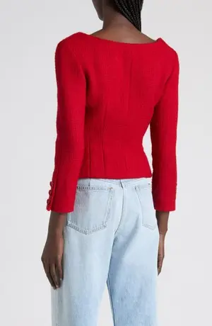 Valentino Garavani Bow-detailed Tailored Tweed Jacket - Red