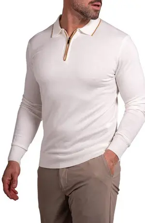MACEOO Knitted Passion Quarter Zip Sweater - White