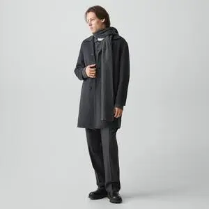 Theory Standard Coat In Double-face Wool-cashmere - Dark Charcoal Melange