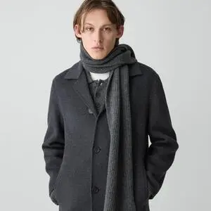 Theory Standard Coat In Double-face Wool-cashmere - Dark Charcoal Melange