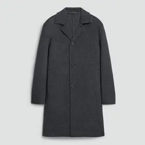 Theory Standard Coat In Double-face Wool-cashmere - Dark Charcoal Melange