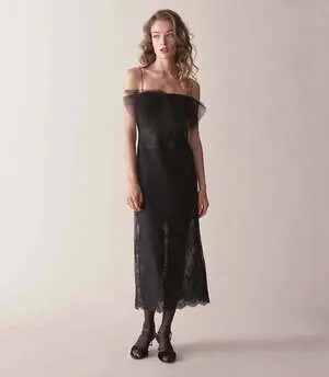 HMD Aurina Floral Lace Midi Dress With Tulle Bow