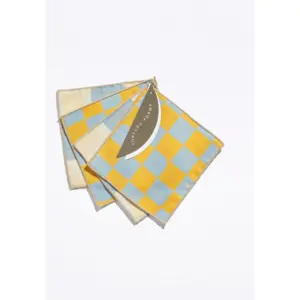 TORTUGA FORMA Checker Cocktail Napkins Set Of 4 - Sky