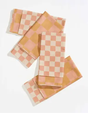 TORTUGA FORMA Checker Dinner Napkinsquiet Season Set Of 4 - Rosewood