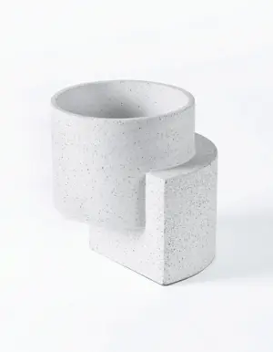 TORTUGA FORMA Platform Planter Concrete Set Of 2 - White Terrazzo