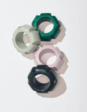 TORTUGA FORMA Handpainted Asterisk Napkin Rings Set Of 4 - Cool Assorted