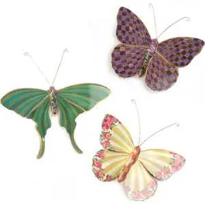 MACKENZIE-CHILDS Set Of 3 Assorted Field Butterfly Wall Decor - Purple