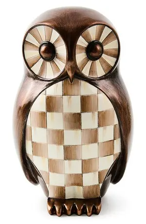 MACKENZIE-CHILDS Check Owl Figurine - Mocha