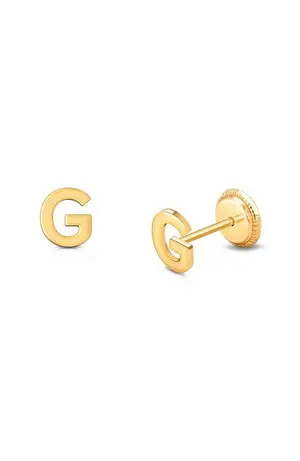TINY BLESSINGS 14k Gold Initial Stud Earrings 14k Gold - G