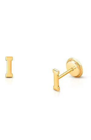 TINY BLESSINGS 14k Gold Initial Stud Earrings 14k Gold - I