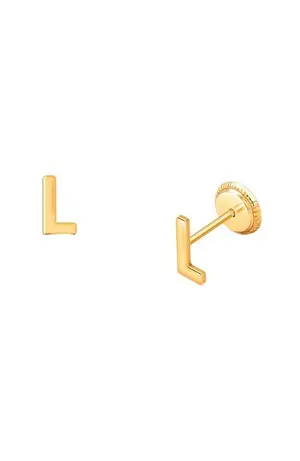 TINY BLESSINGS 14k Gold Initial Stud Earrings 14k Gold - L