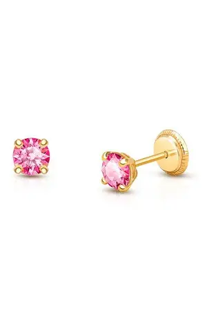TINY BLESSINGS 14k Gold Crystal Stud Earrings - October