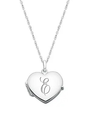 TINY BLESSINGS Sterling Silver Heart Locket And Engraved Initial Necklace - Silver - E