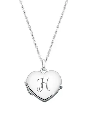 TINY BLESSINGS Sterling Silver Heart Locket And Engraved Initial Necklace - Silver - H