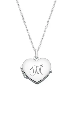 TINY BLESSINGS Sterling Silver Heart Locket And Engraved Initial Necklace - Silver - M