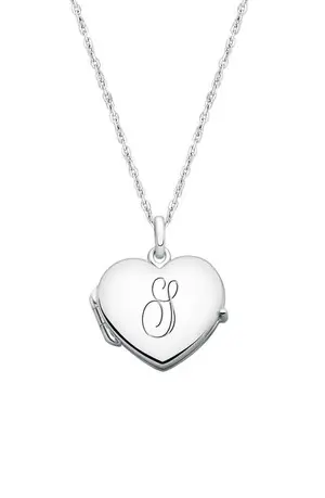 TINY BLESSINGS Sterling Silver Heart Locket And Engraved Initial Necklace - Silver - S