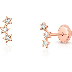 TINY BLESSINGS 14k Gold Lucky Stars Stud Earrings - 14k Rose Gold