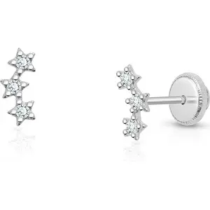 TINY BLESSINGS 14k Gold Lucky Stars Stud Earrings - 14k White Gold