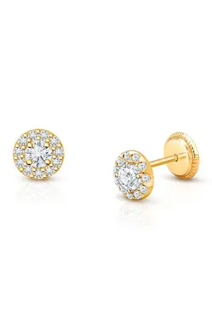 TINY BLESSINGS 14k Gold Halo Stud Earrings - 14k Yellow Gold