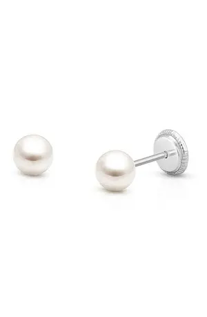 TINY BLESSINGS 14k Gold Pearl Stud Earrings - 14k White Gold