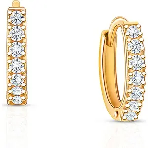 TINY BLESSINGS 14k Gold 9mm Pavé Huggie Hoop Earrings - 14k Yellow Gold