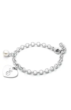 TINY BLESSINGS Sterling Silver Classic Charm Bracelet & Engraved Initial Silver - E