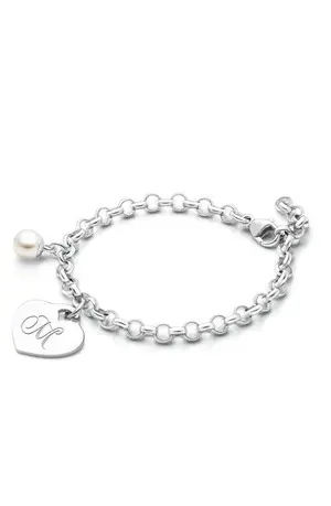 TINY BLESSINGS Sterling Silver Classic Charm Bracelet & Engraved Initial Silver - M