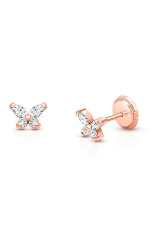 TINY BLESSINGS 14k Gold Butterfly Stud Earrings - 14k Rose Gold