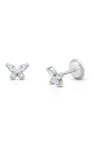 TINY BLESSINGS 14k Gold Butterfly Stud Earrings - 14k White Gold