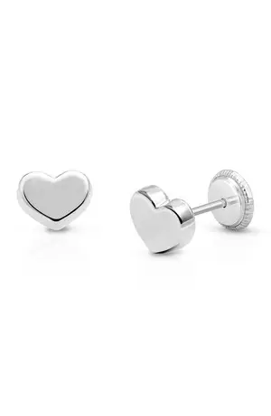 TINY BLESSINGS 14k Gold Heart Stud Earrings - 14k White Gold