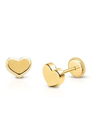 TINY BLESSINGS 14k Gold Heart Stud Earrings - 14k Yellow Gold