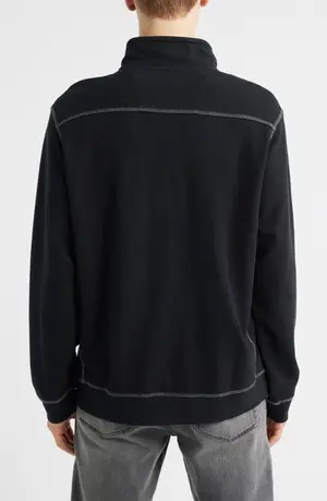 Tommy Bahama Textured Cotton & Lyocell Half Zip Pullover - Black
