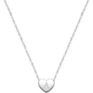 TINY BLESSINGS Sterling Silver Mini Sliding Heart & Engraved Initial Necklace Silver - A
