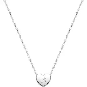 TINY BLESSINGS Sterling Silver Mini Sliding Heart & Engraved Initial Necklace Silver - B