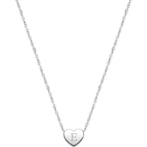 TINY BLESSINGS Sterling Silver Mini Sliding Heart & Engraved Initial Necklace Silver - E