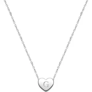 TINY BLESSINGS Sterling Silver Mini Sliding Heart & Engraved Initial Necklace Silver - G
