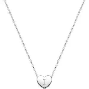 TINY BLESSINGS Sterling Silver Mini Sliding Heart & Engraved Initial Necklace Silver - I
