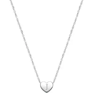 TINY BLESSINGS Sterling Silver Mini Sliding Heart & Engraved Initial Necklace Silver - J
