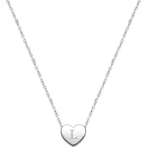 TINY BLESSINGS Sterling Silver Mini Sliding Heart & Engraved Initial Necklace Silver - L