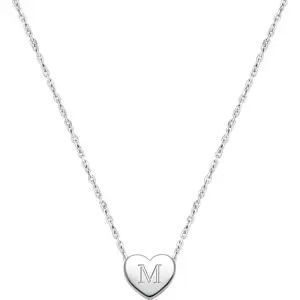 TINY BLESSINGS Sterling Silver Mini Sliding Heart & Engraved Initial Necklace Silver - M