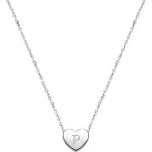 TINY BLESSINGS Sterling Silver Mini Sliding Heart & Engraved Initial Necklace Silver - P