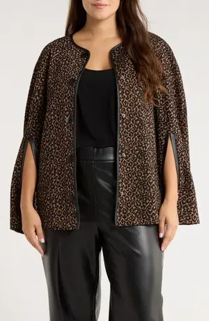 KASPER Leopard Jacquard Cape