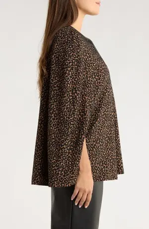 KASPER Leopard Jacquard Cape